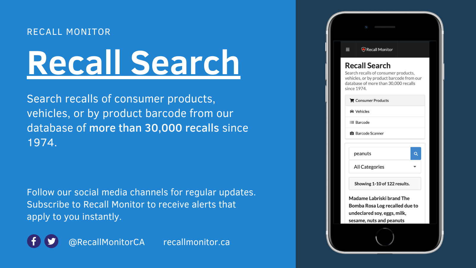 Search Canadian product recalls and health advisories | Recall Monitor